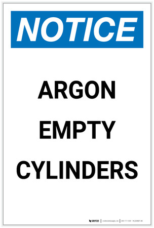 Notice: Argon Empty Cylinders Portrait - Label