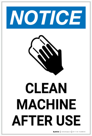 Notice: Clean Machine After Use with Icon Portrait - Label
