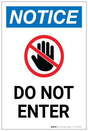 Notice: Do Not Enter With Icon Portrait - Label