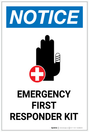 Notice: Emergency First Responder Kit with Icon Portrait - Label