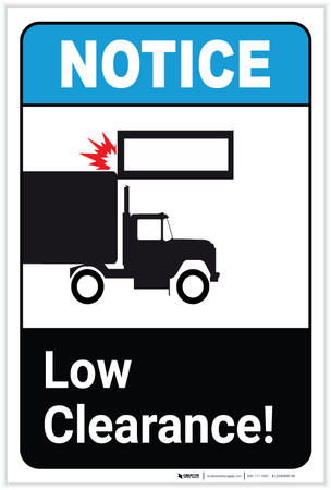 Notice: Low Clearance ANSI with Icon Portrait - Label