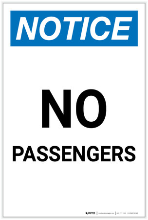 Notice: No Passengers Portrait - Label