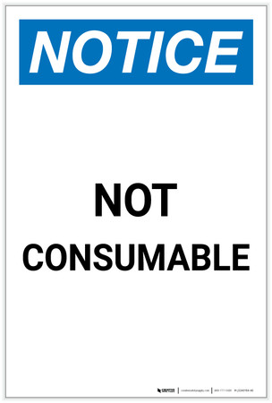 Notice: Not Consumable Portrait - Label