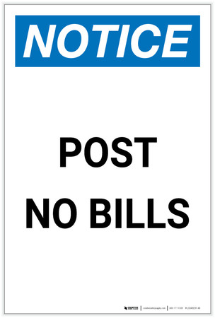 Notice: Post No Bills Portrait - Label