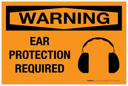 Warning: Ear Protection Required with Graphic - Label