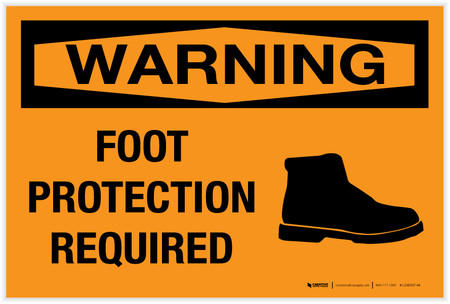 Warning: Foot Protection Required with Graphic - Label