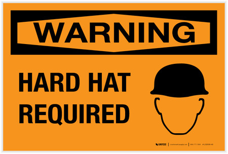 Warning: Hard Hat Required with Graphic - Label | Creative Safety Supply