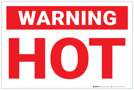 Warning: Hot (White) Landscape - Label