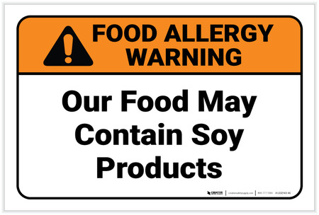 Warning: Food May Contain Soy Products Tent - Label