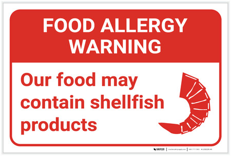 Warning: Food Allergy Warning Food May Contain Shellfish with Icon ...