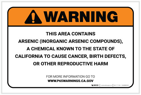 Warning: Prop 65 Arsenic (inorganic arsenic compounds) - Label ...