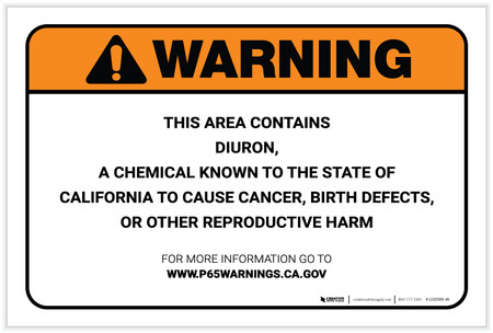 Warning: Prop 65 Diuron - Label | Creative Safety Supply