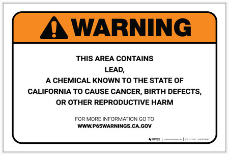 Warning: Prop 65 Lead - Label