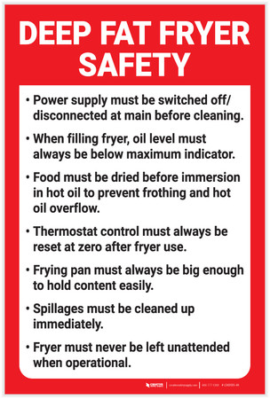 Deep Fat Fryer Safety Guidelines Portrait - Label