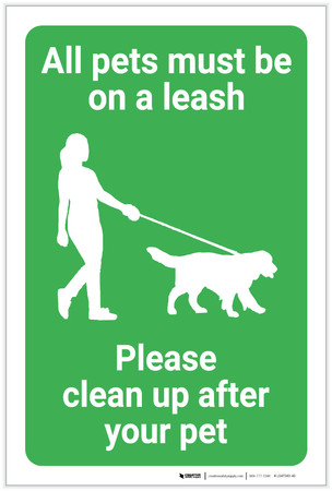 All Pets Must Be On A Leash with Icon Portrait - Label | Creative ...