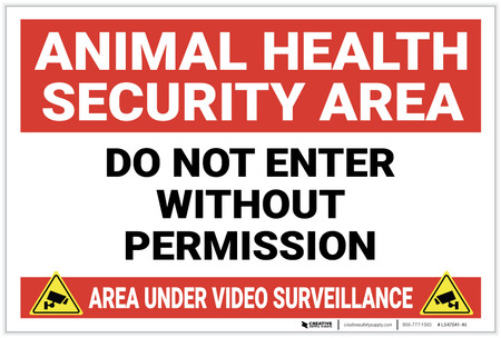 Animal Health Security Area with Icons Landscape - Label