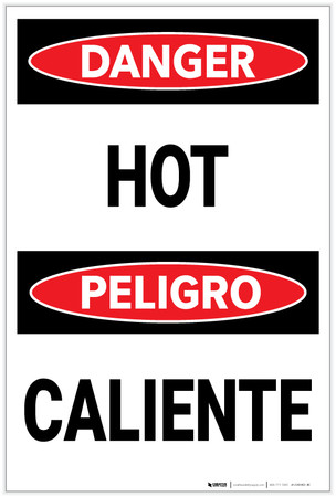 Danger: Hot/Caliente Bilingual Spanish - Label | Creative Safety Supply