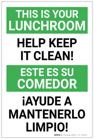 This is Your Lunchroom - Help Keep it Clean Bilingual Spanish - Label ...