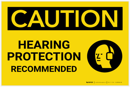 Caution: Hearing Protection Recommended With Graphic - Label | Creative ...