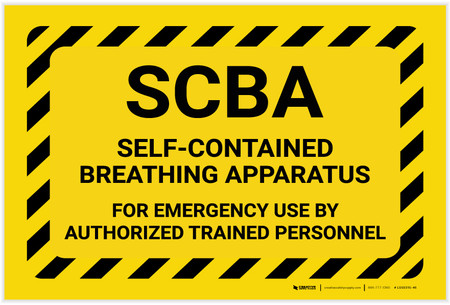 SCBA For Emergency Use with Hazard Border Landscape - Label | Creative ...