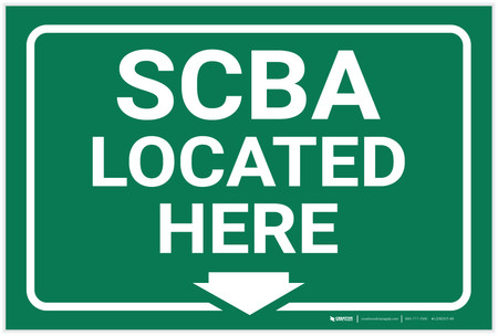 SCBA Located Here Arrow Down - Label | Creative Safety Supply