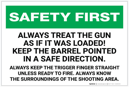 Safety First: Gun Safety - Label | Creative Safety Supply