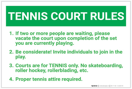 Tennis Court Rules: Six Rules Bulleted List Portrait - Label | Creative ...