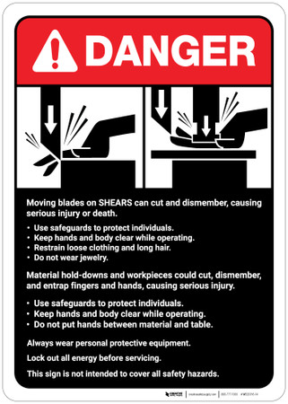 Danger: Moving Blades and Shears Guidelines ANSI - Wall Sign | Creative ...