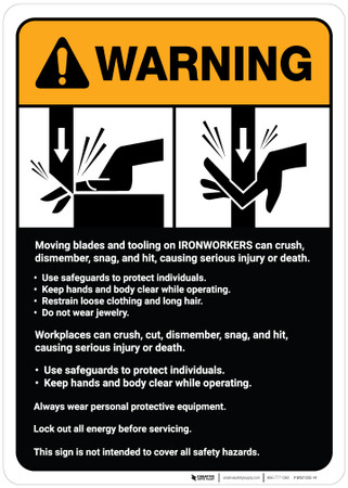 Warning: Ironworkers Guidelines ANSI - Wall Sign | Creative Safety Supply