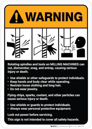 Warning: Milling Machine Guidelines ANSI - Wall Sign | Creative Safety ...