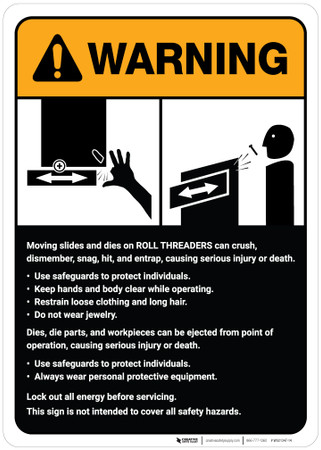 Warning: Roll Threaders Guidelines ANSI - Wall Sign | Creative Safety ...