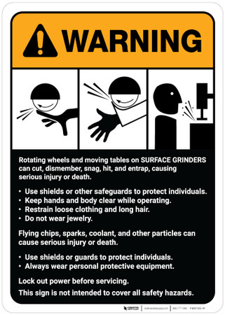 Warning: Surface Grinder Machine Guidelines ANSI - Wall Sign | Creative ...