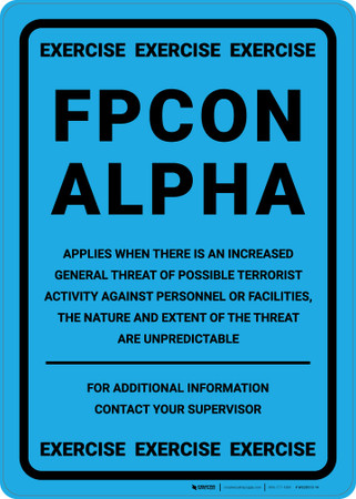 FPCON ALPHA - Exercise - Wall Sign | Creative Safety Supply