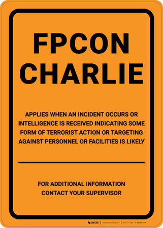 FPCON CHARLIE - Wall Sign | Creative Safety Supply