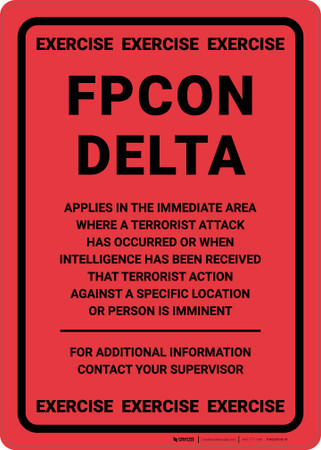 FPCON DELTA - Exercise - Wall Sign | Creative Safety Supply