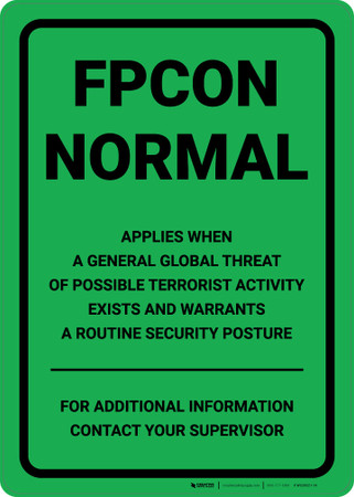 FPCON Normal - Wall Sign | Creative Safety Supply