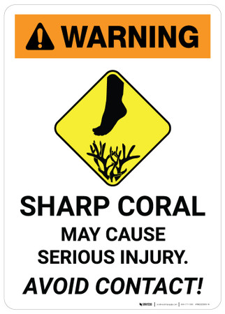 Warning: Sharp Coral with Icon - Wall Sign | Creative Safety Supply