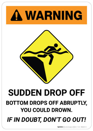 Warning: Sudden Drop Off with Icon - Wall Sign | Creative Safety Supply