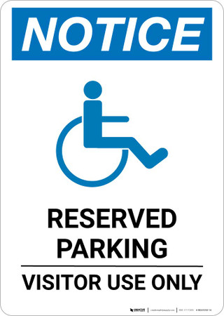 Notice: Reserved Parking - Visitor Use Only with ADA Icon Portrait ...