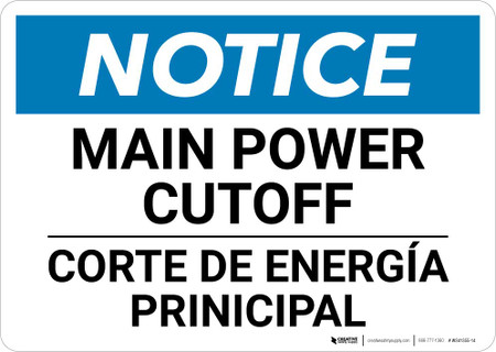 Notice: Bilingual Spanish Main Power Cut-off Landscape | Creative ...