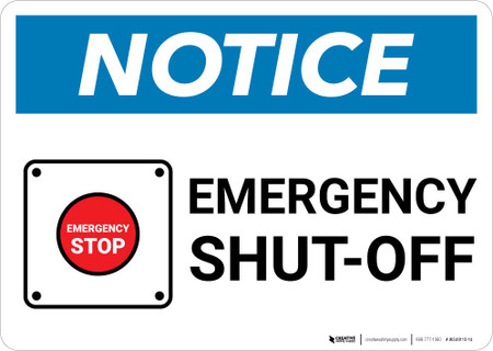 Notice: Emergency Shut-off with Icon Landscape | Creative Safety Supply