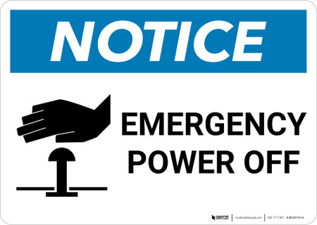 Notice: Emergency Power Off with Icon Landscape | Creative Safety Supply