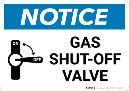 Notice: Gas Shut-Off Valve with Icon Landscape | Creative Safety Supply