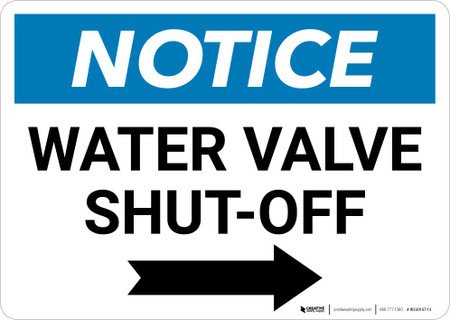 Notice: Water Valve Shut-Off with Right Arrow Landscape | Creative ...