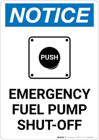 Notice: Emergency Fuel Pump Shut-Off Portrait | Creative Safety Supply