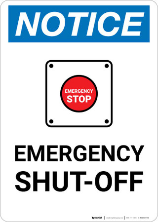 Notice: Emergency Shut-off with Emergency Stop Icon Portrait | Creative ...