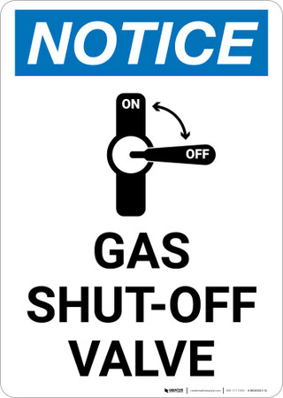 Notice: Gas Shut-Off Valve with Icon Portrait | Creative Safety Supply