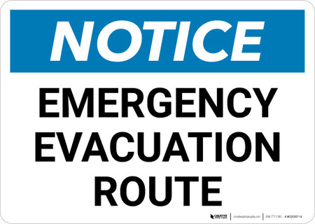 Notice: Emergency Evacuation Route Landscape | Creative Safety Supply