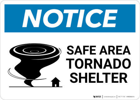 Notice: Safe Area Tornado Shelter Landscape | Creative Safety Supply