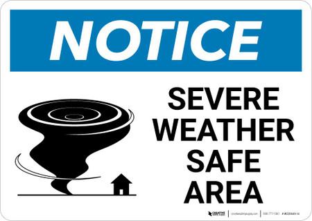 Notice: Severe Weather Safe Area Landscape | Creative Safety Supply
